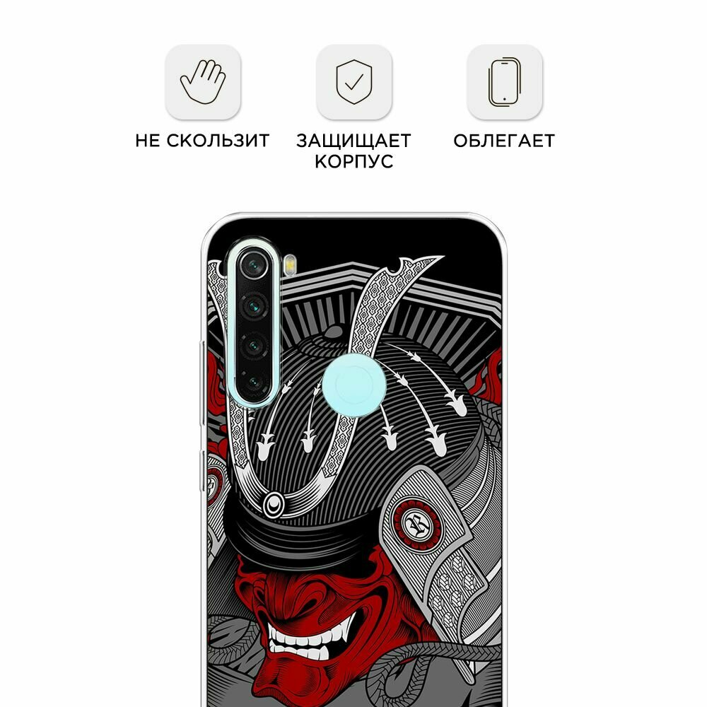 Чехол на Xiaomi Redmi Note 8 / Сяоми Редми Нот 8 с принтом "Красная маска самурая" — фото 1