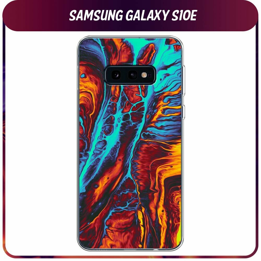 Чехол на Samsung Galaxy S10E / Самсунг Галакси S10E с принтом Желто-голубой флюид