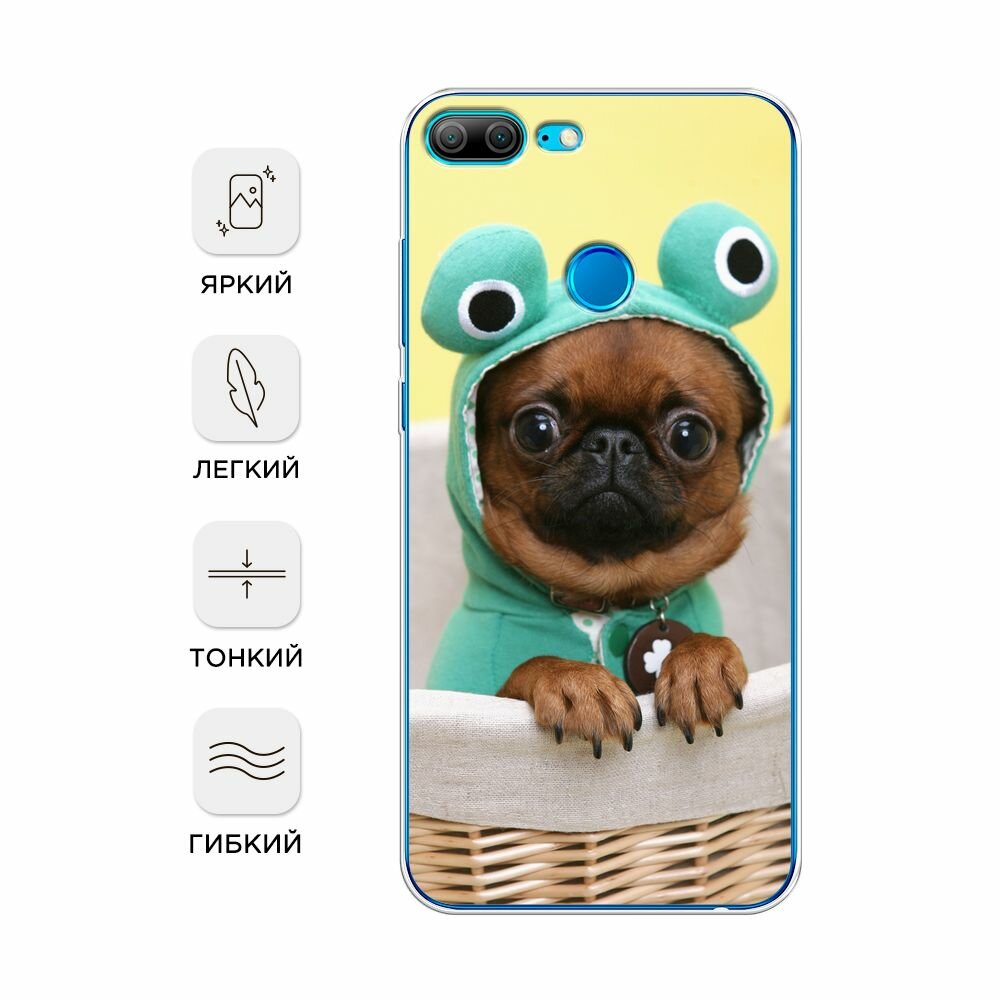 Чехол на Honor 9 Lite / Хонор 9 Лайт с принтом "Собачка в шапке лягушки" — фото 1