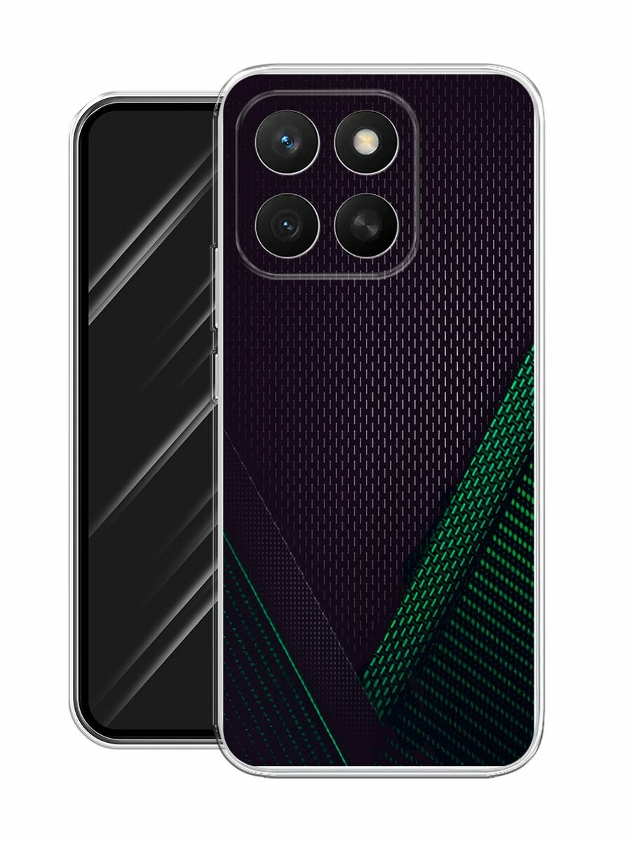 Силиконовый чехол на Honor X8c / Хонор X8c с принтом "Зеленый карбон" — фото 1