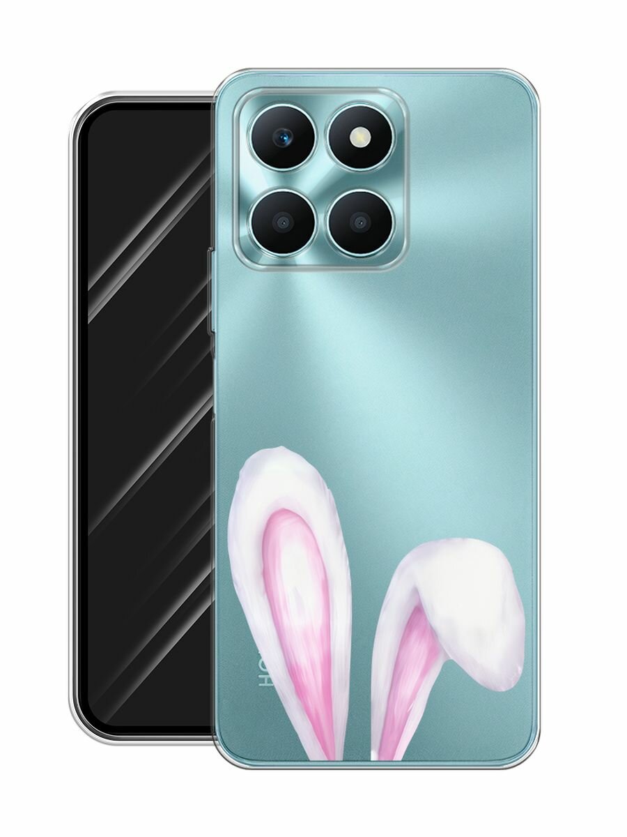 Чехол на Honor X6A / Хонор X6A с принтом "Кроличьи уши 2", прозрачный — фото 1