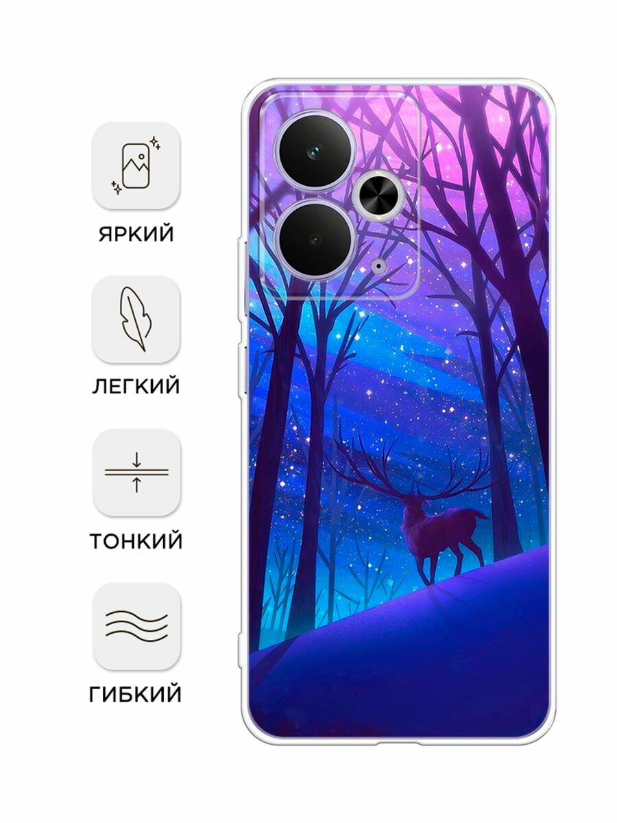 Силиконовый чехол на Realme 14T / Реалми 14Т с принтом "Северный олень" — фото 1