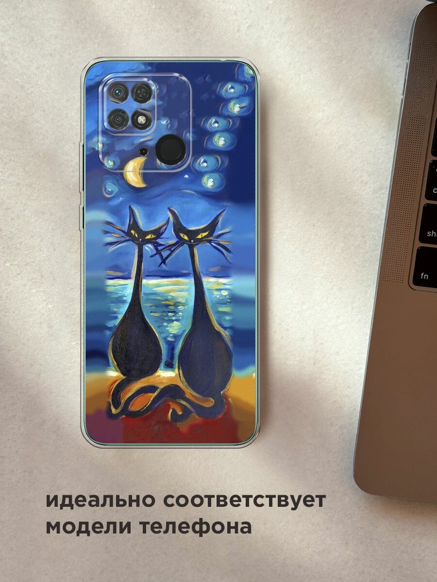 Чехол на Xiaomi Redmi 10C / Сяоми Редми 10C с принтом "Влюбленные котики 7" — фото 1