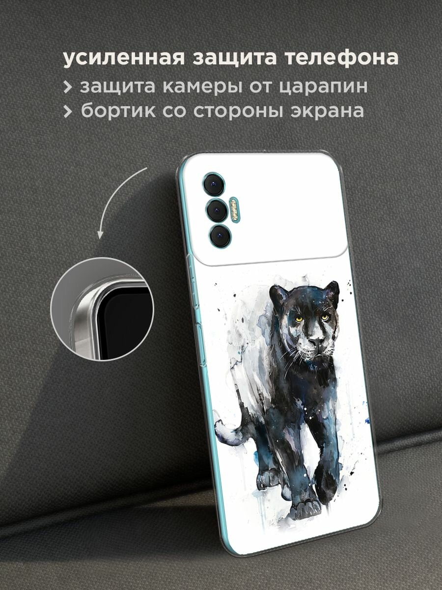Чехол на Tecno Spark 8P / Техно Спарк 8P с принтом "Пантера арт 3" — фото 1