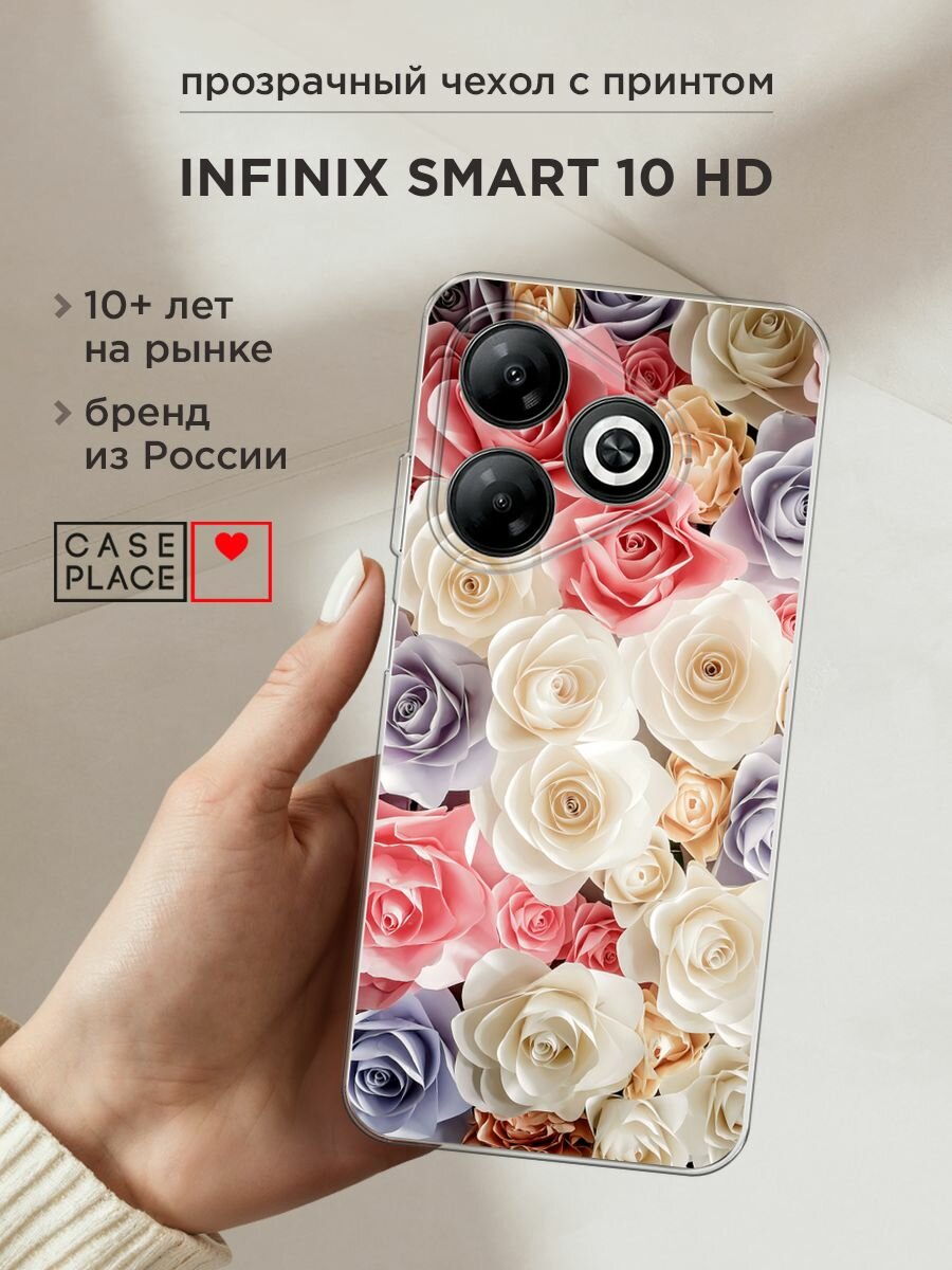 Чехол на Infinix Smart 10 HD / Инфиникс Смарт 10 HD с принтом "Пастельные розы"