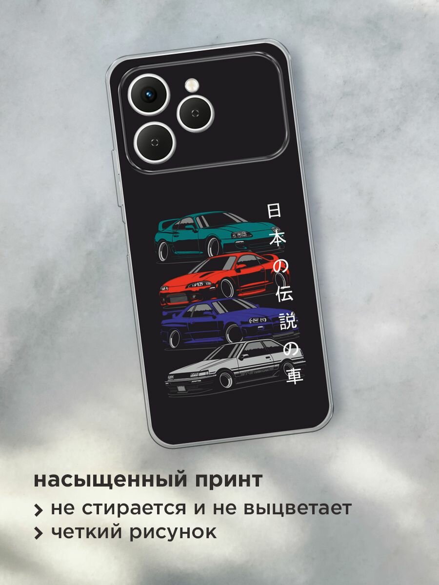 Чехол на Tecno Spark 40 / Текно Спарк 40 с принтом "JDM Legend cars" — фото 1