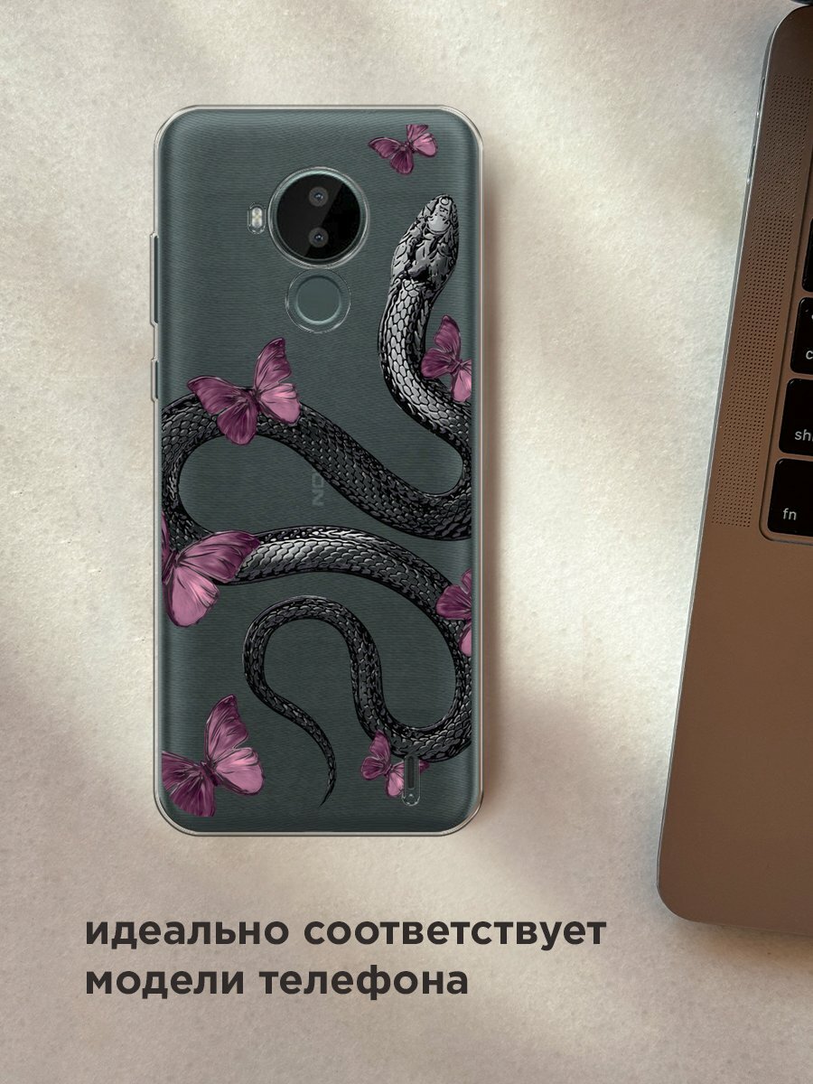 Чехол на Nokia C30 / Нокия C30 с принтом "Snake and butterflies 2" — фото 1