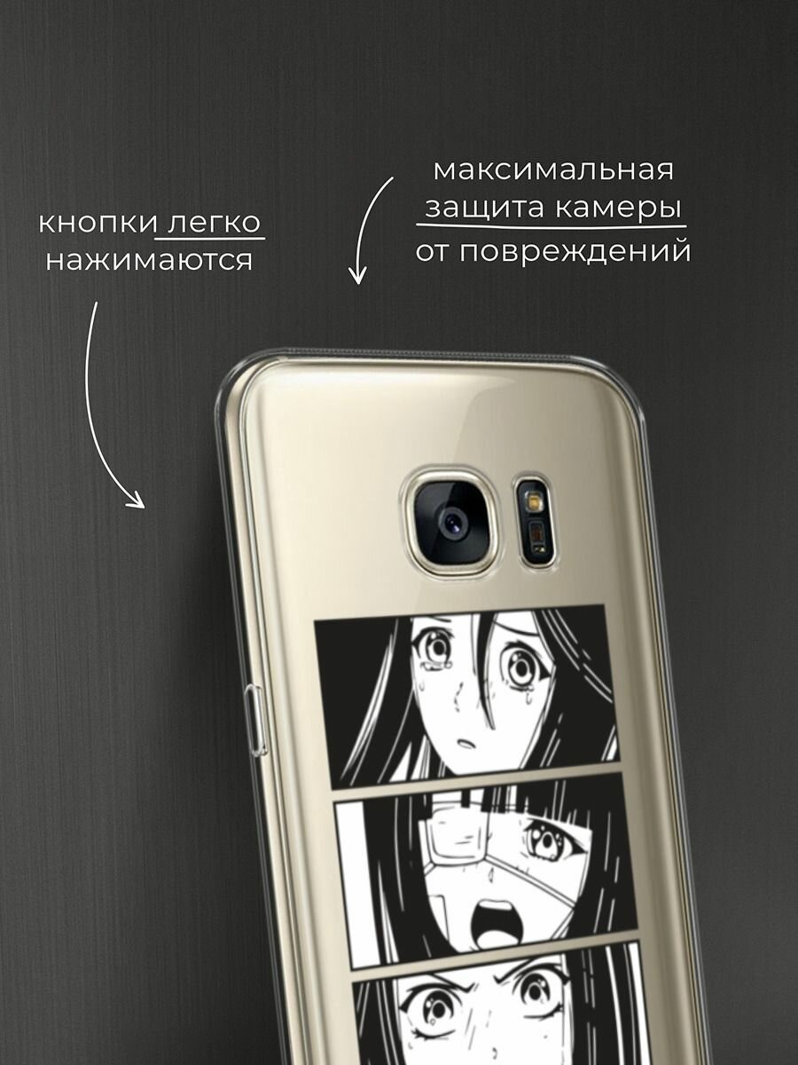 Чехол на Samsung Galaxy S7 / Самсунг Галакси С 7 с принтом "Tokyo girls", прозрачный — фото 1