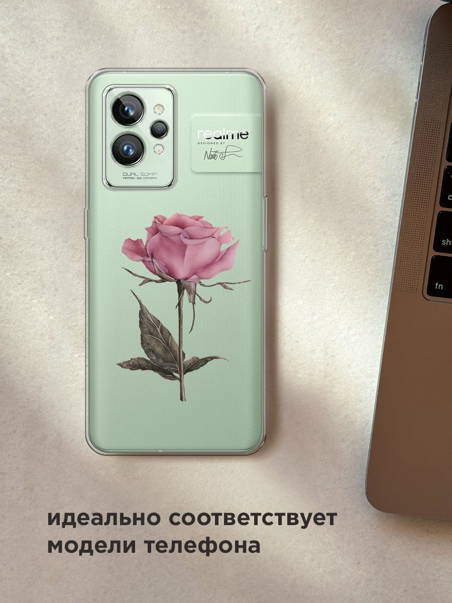 Чехол на Realme GT 2 Pro / Реалми GT 2 Про с принтом "Меланхоличная роза", прозрачный — фото 1
