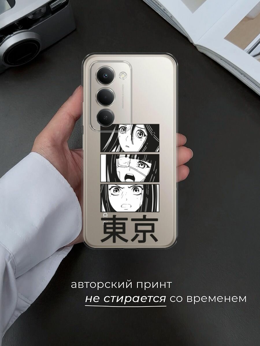 Чехол на Xiaomi Redmi 15 / Сяоми Редми 15 с принтом "Tokyo girls", прозрачный — фото 1