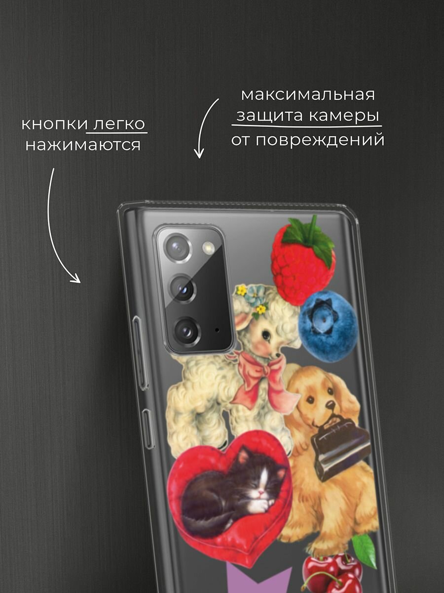 Чехол на Samsung Galaxy Note 20 / Самсунг Галакси Ноут 20 с принтом "Милые стикеры", прозрачный — фото 1
