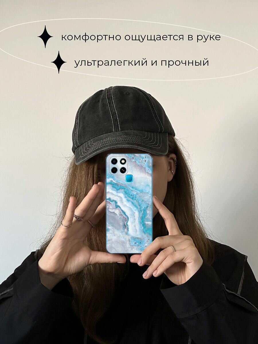 Чехол на Infinix Smart 6 / Инфиникс Смарт 6 с принтом "Нежно-голубой мрамор" — фото 1