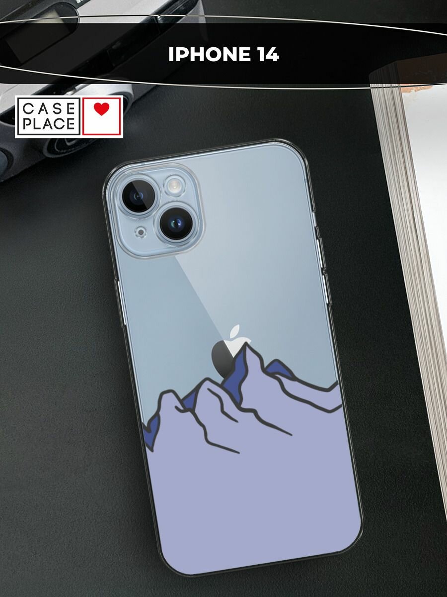 Чехол на Apple iPhone 14 / Айфон 14 с принтом "Гора", прозрачный