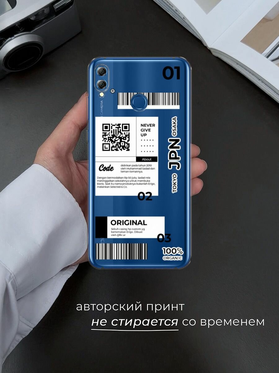 Силиконовый чехол на Honor 8X / Хонор 8Х с принтом "JPN", прозрачный — фото 1