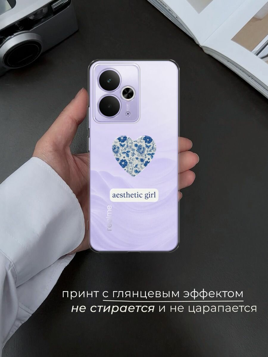 Силиконовый чехол на Realme 14T / Реалми 14Т с принтом "Aesthetic girl" — фото 1