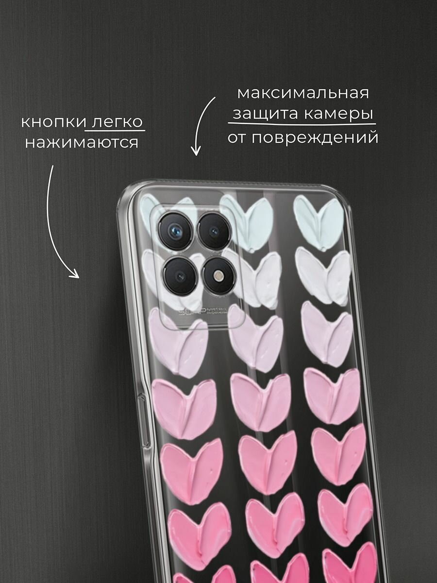 Чехол на Realme 8i / Реалми 8i с принтом "Градиент из сердечек" — фото 1