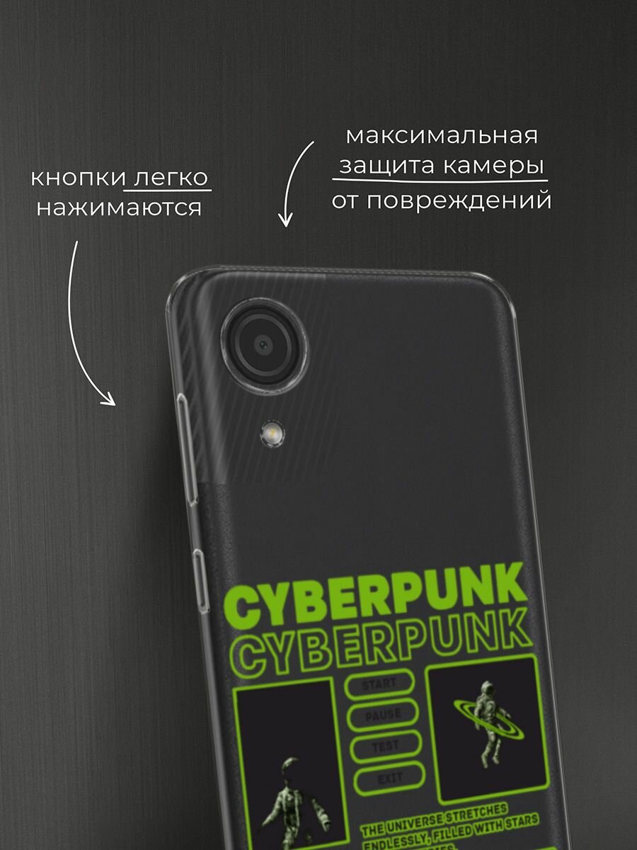 Чехол на Samsung Galaxy A03 Core / Самсунг Галакси А03 Core с принтом "Cyberpunk", прозрачный — фото 1