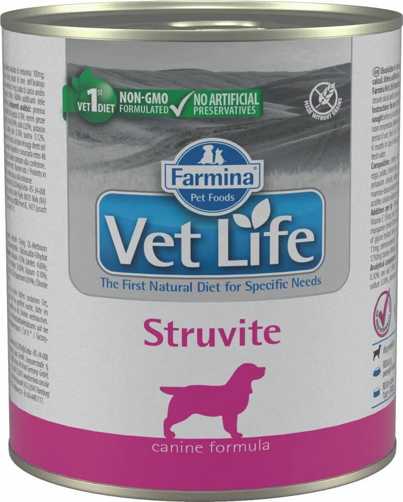 Корм Farmina Vet Life Struvite (паштет) для собак при МКБ, 300 г