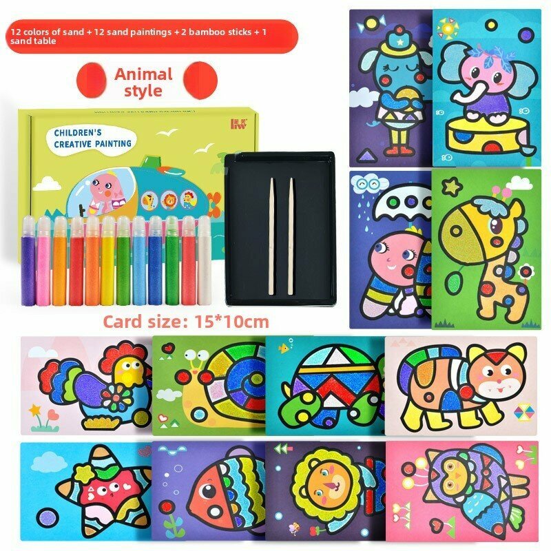 Creative kids sand art kit with traffic animal theme for handson learning and entertainment animal