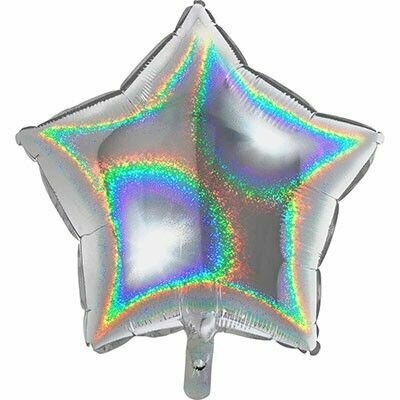 Воздушный шар GRABO "Блеск Звезда", без рисунка, Silver, 18 дюймов