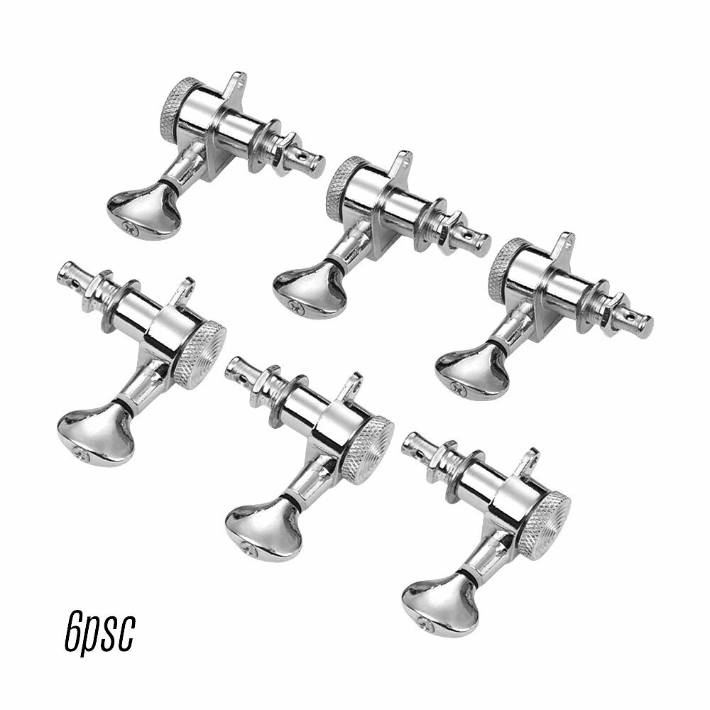 6 Pieces Guitar Machine Heads Knobs String Tuning Peg Locking Tuners for Acoustic Electric Guitars 3L3R with Mounting Screws and Ferrules Silver
