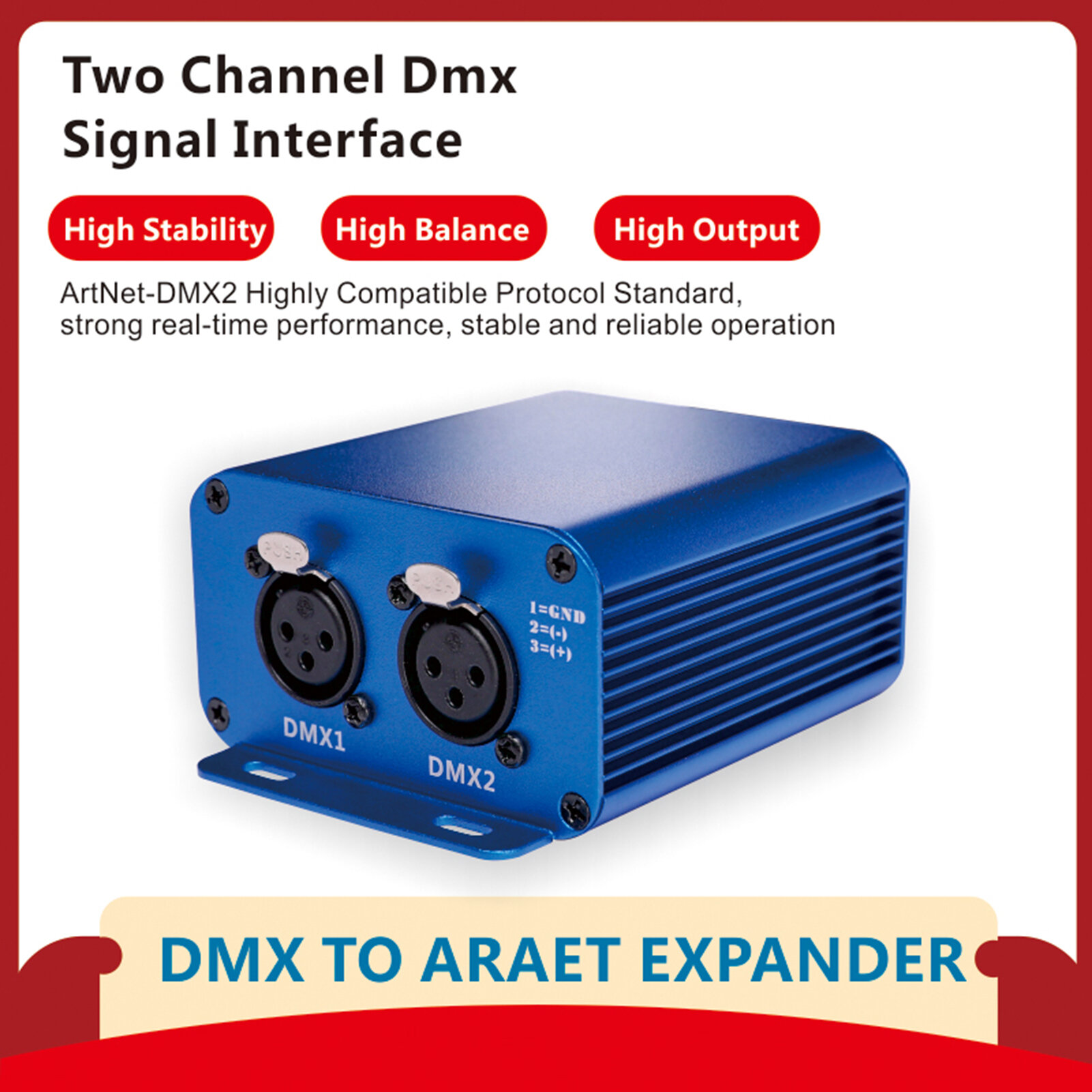Контроллер ArtNet-DMX Двунаправленный контроллер освещения ArtNet DMX Ethernet 3-контактный XLR DJ сценический световой аксессуар алюминиевый корпус