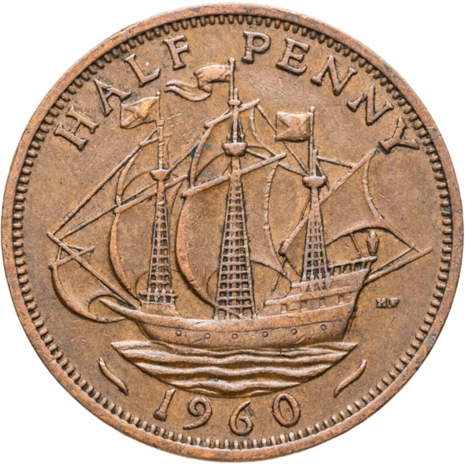 Великобритания 1/2 пенни penny 1960, Бронза, в сохранности VF-XF
