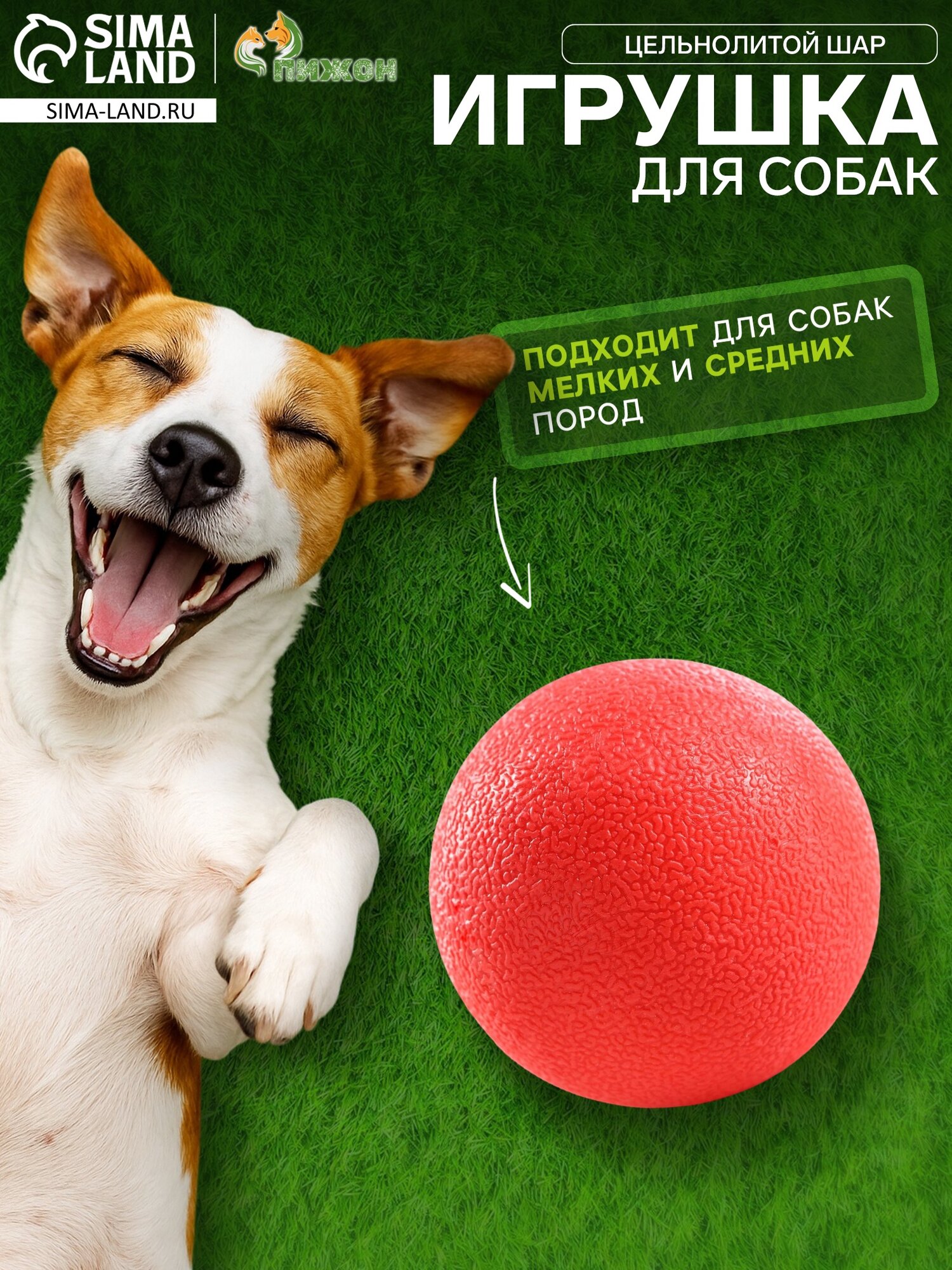 Игрушка для собак «Цельнолитой шар», большая, 5 см, каучук, красная