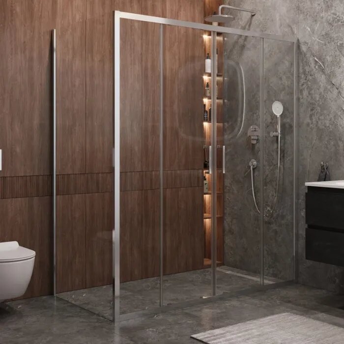 Душевой уголок Cezares Molveno AH 2+1 170+80 C Cr IV 170х80 см, профиль хром, стекло прозрачное