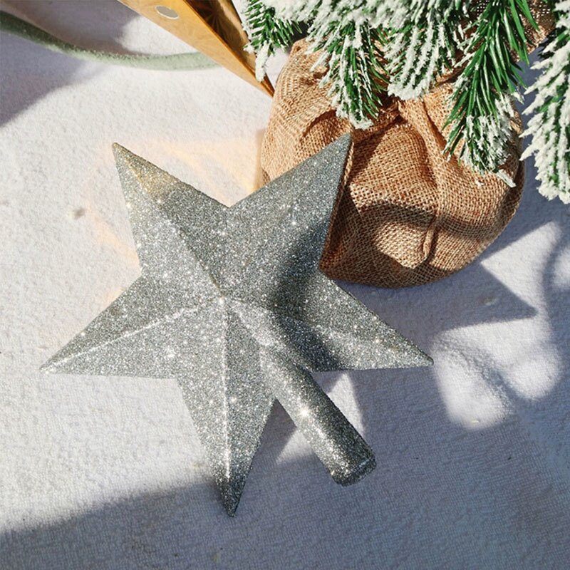 Серебряная звезда для верхушки елки 14см x 15см праздничное украшение для рождественской елки