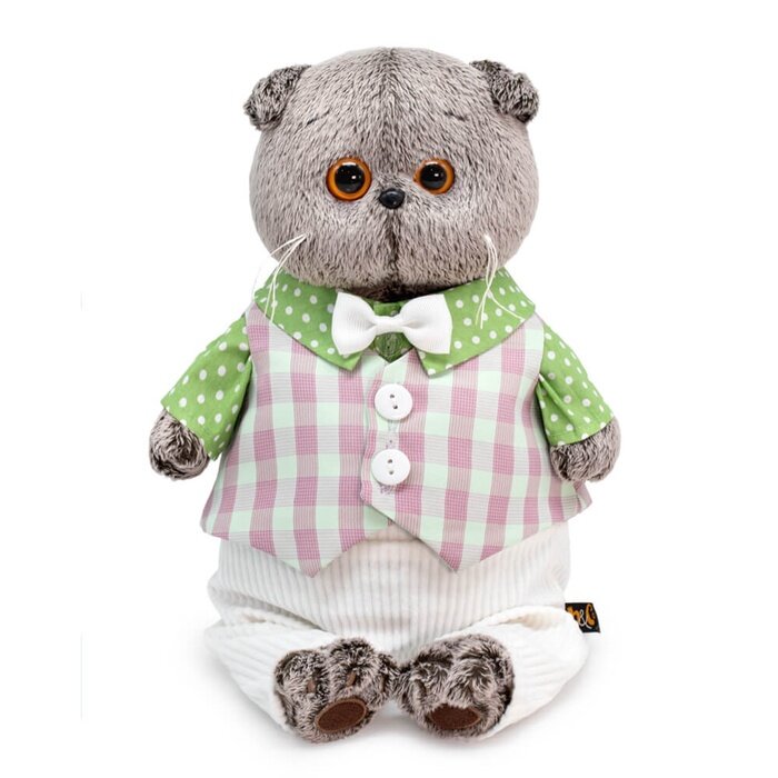 Мягкая игрушка «Кот Басик в легком костюме», 19 см
