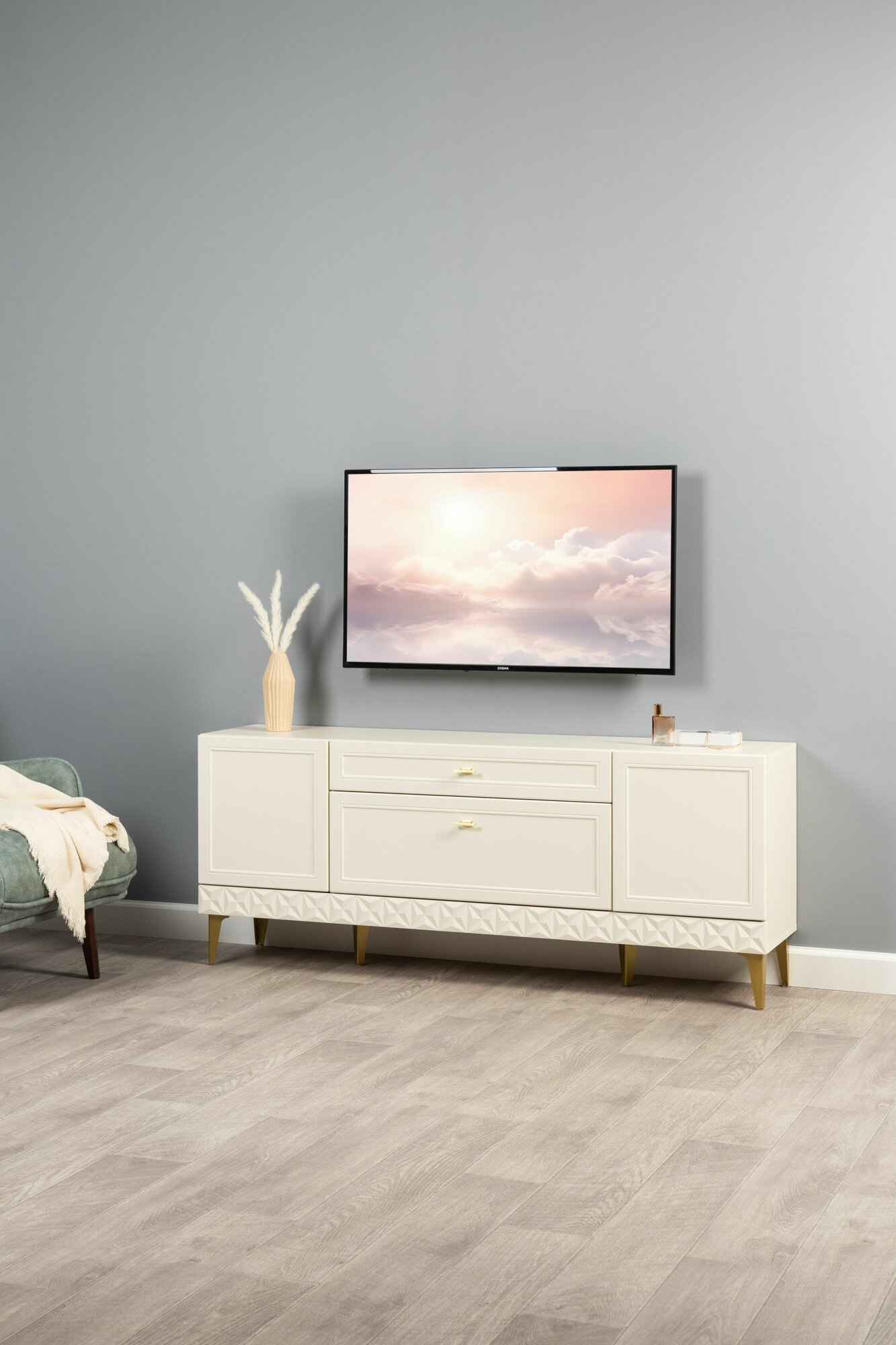 Марион Тумба 16.167 Слоновая кость С341 PE, Слоновая кость 6898 ПВХ, Белый PE шагрень (Моби)