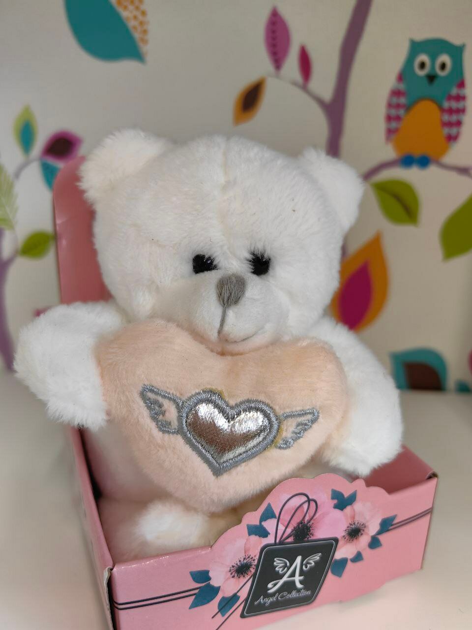 Мягкая игрушка Angel Collection Валентинка Белый мишка, 14 см 681543