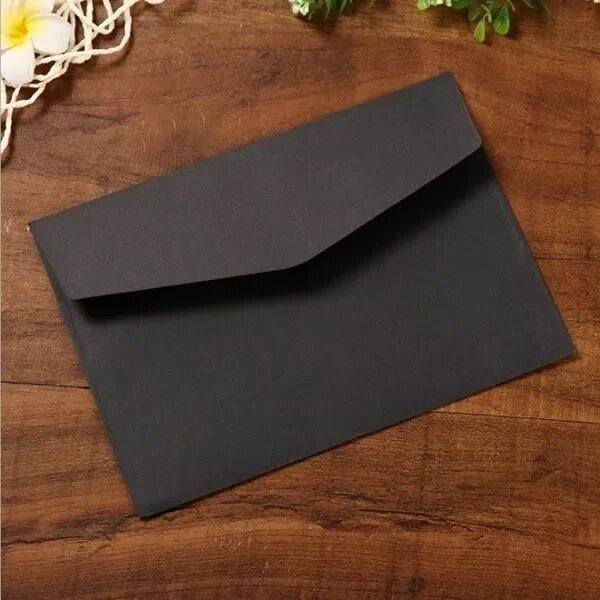 Конверты черные белые kraft paper 10 шт Черный, Black