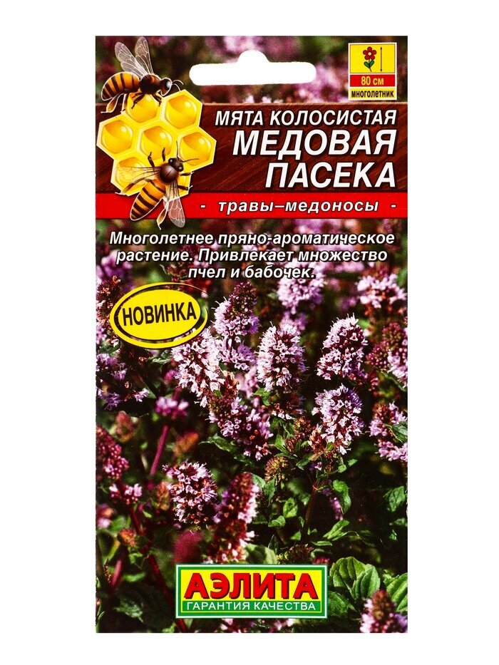 Семена Мята колосистая Медовая пасека Травы-медоносы, Ц/П,0,05 г 10945021