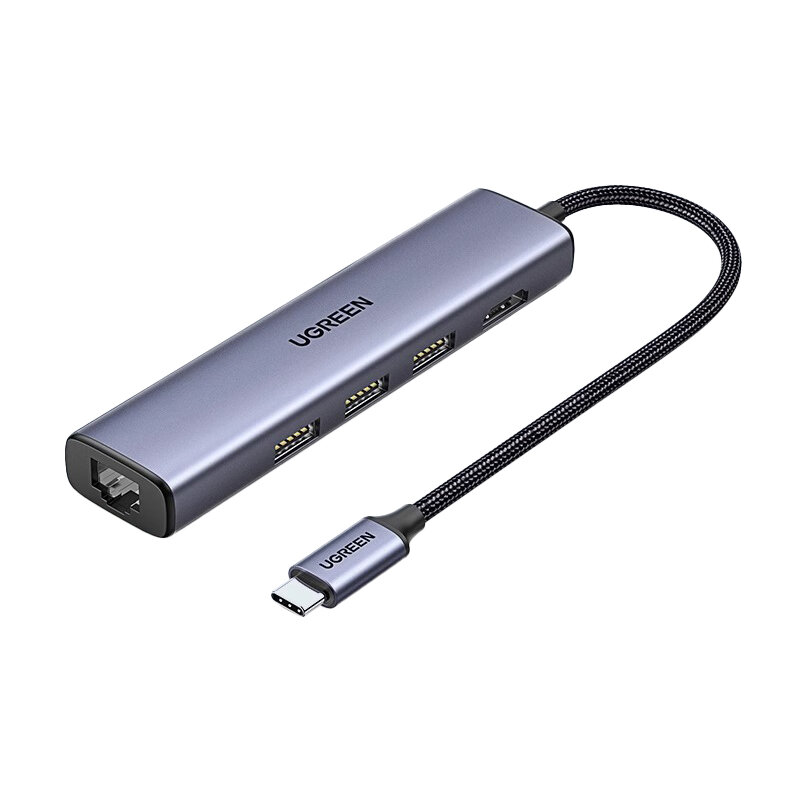 Док-станция UGREEN HDMI (60Hz), Gigabit Ethernet, USB 3.0 x3, черная