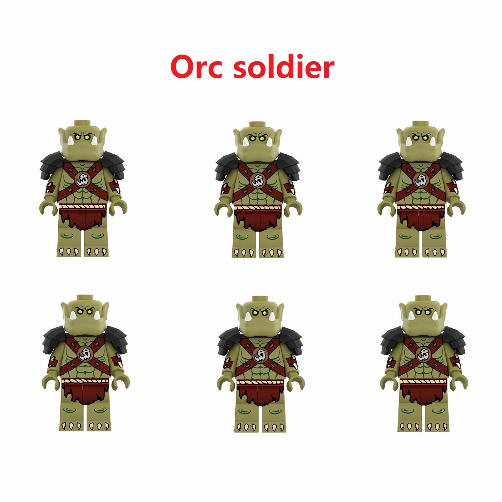 Набор минифигурки World of Warcraft Orc soldier совместимы с конструкторами легo 6 шт 4 5см пакет
