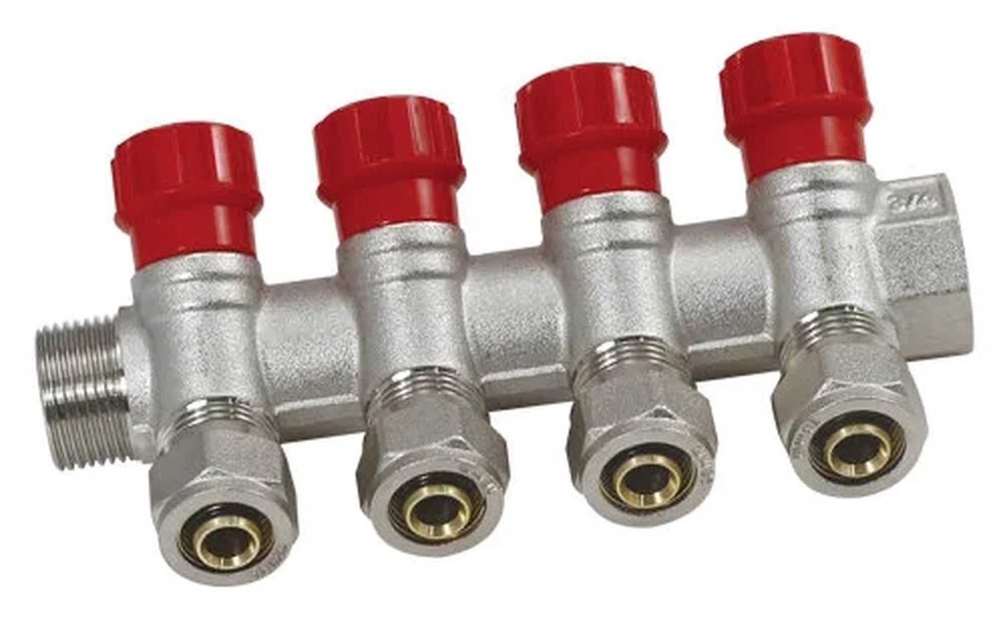 Регулирующий коллектор с вентилями и цангами 4 выхода /красный.3/4 * 16 "VIEIR" VR504