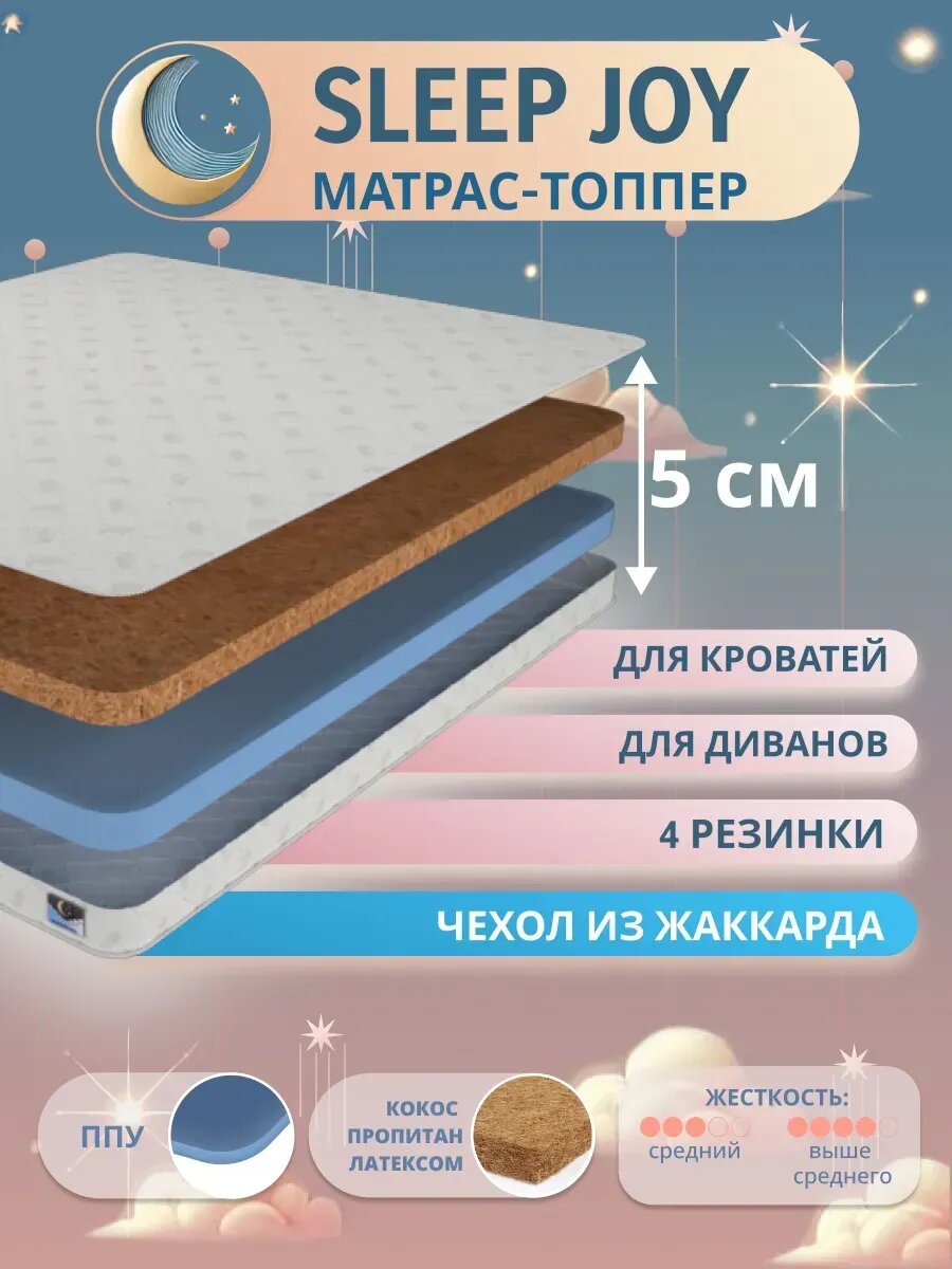 Матрас топпер 5 см пена-кокос 150х210 на диван и матрас топпер ортопедический