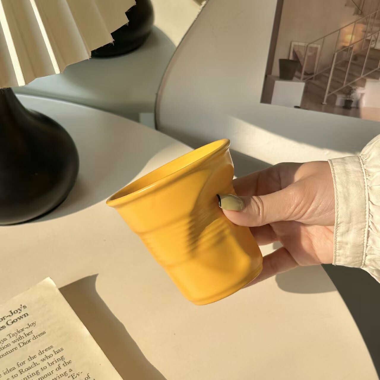 Стакан "Мятый", керамическая, для горячих напитков, 150мл, с эффектом мятости