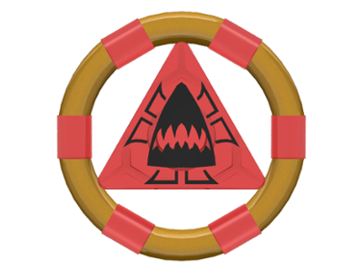 Ring with Center Triangle with Gold Bands and Shark Pattern (Atlantis Treasure Key), 87748pb03 Trans-Red U