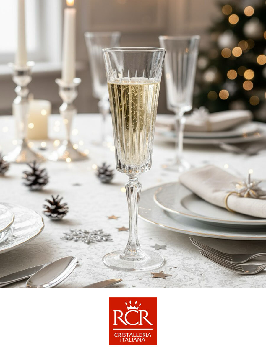 Набор бокалов для шампанского RCR Cristalleria Italiana Timeless 210мл, 6 шт, хрусталь Luxion®
