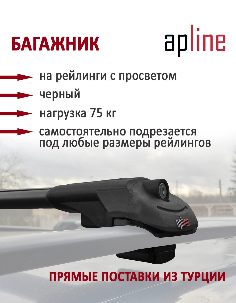 Багажник Apline Ace 1 для Chevrolet Traverse 2017 - н. в. II на рейлинги, черный