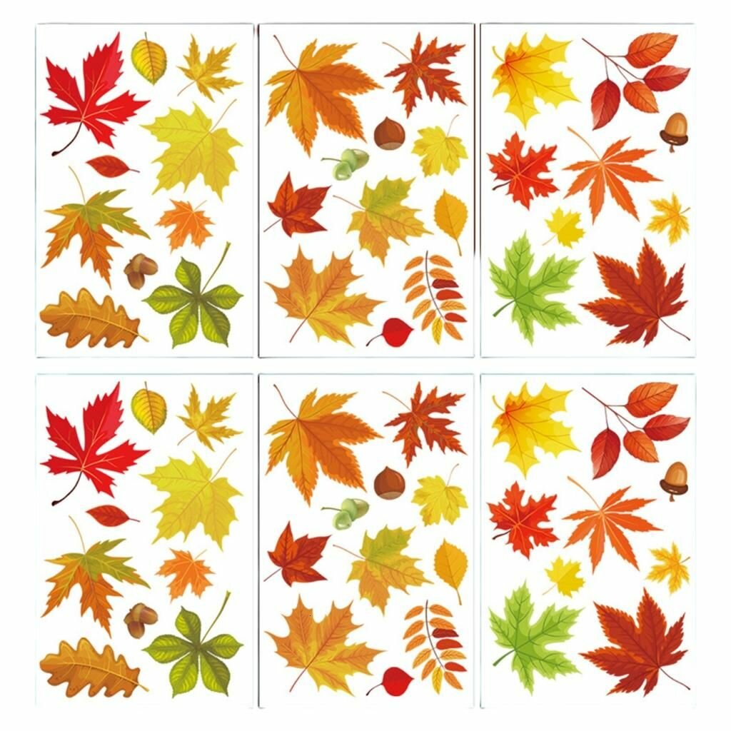 6PCS Наклейки на окна с листьями, - A022
