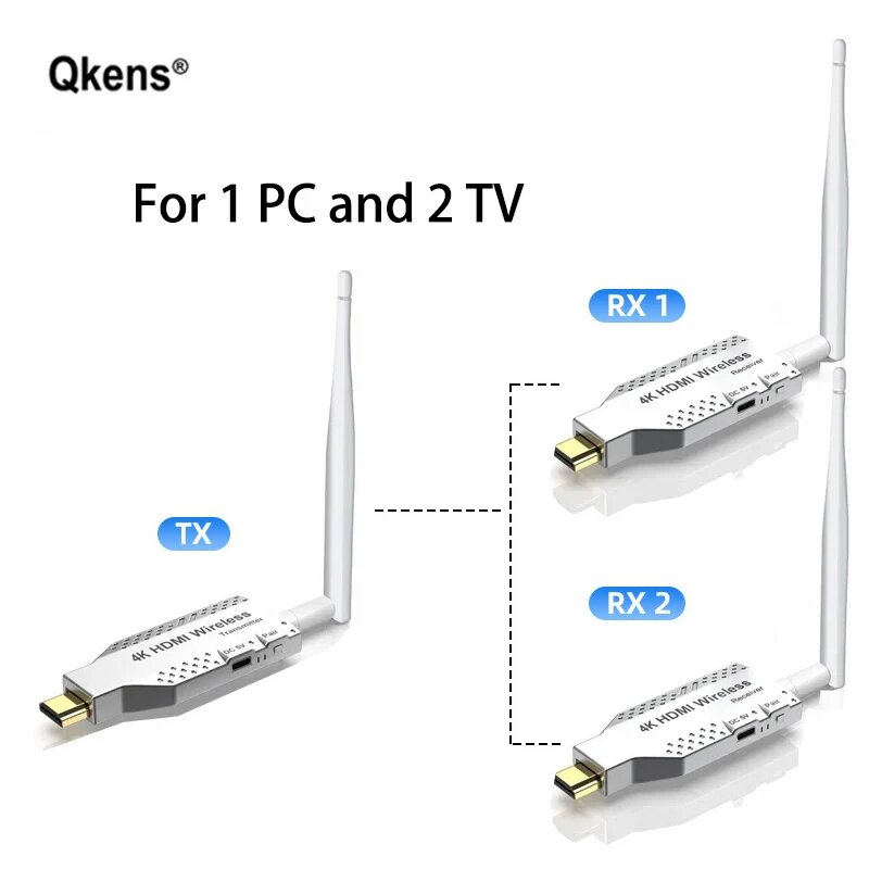 Беспроводной HDMI-удлинитель Qkens 4K 50M 1 TX 2 RX