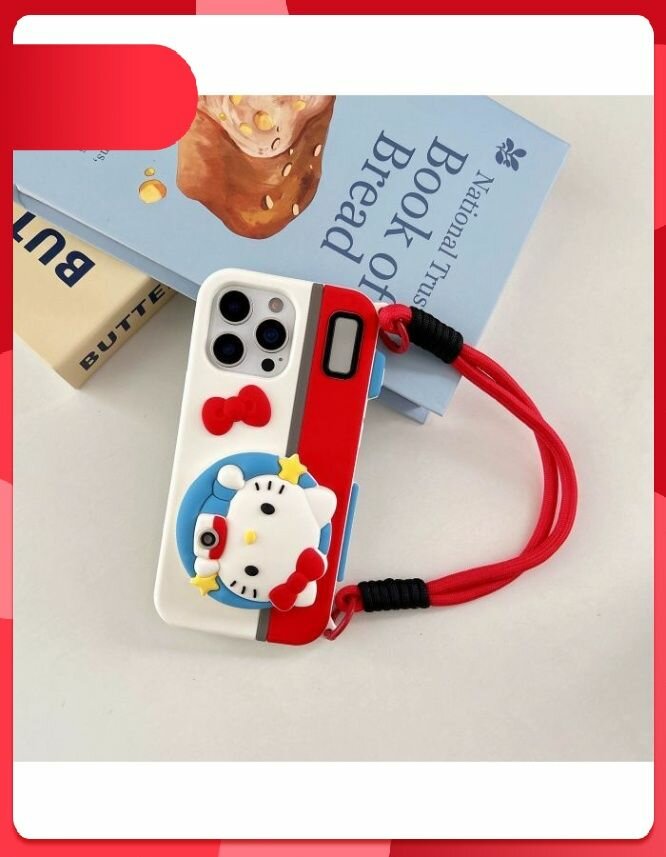 Эксклюзивный силиконовый чехол Hello Kitty с камерой Стерео для iPhone 17 Pro Max, модель KT, обеспечивающий надежную защиту от падений