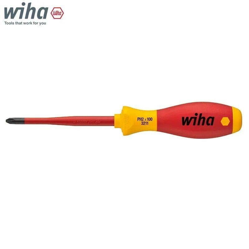 Wiha 35394 100 мм 3211 VDE SoftFinish SlimFix PH2 Отвертка Phillips
