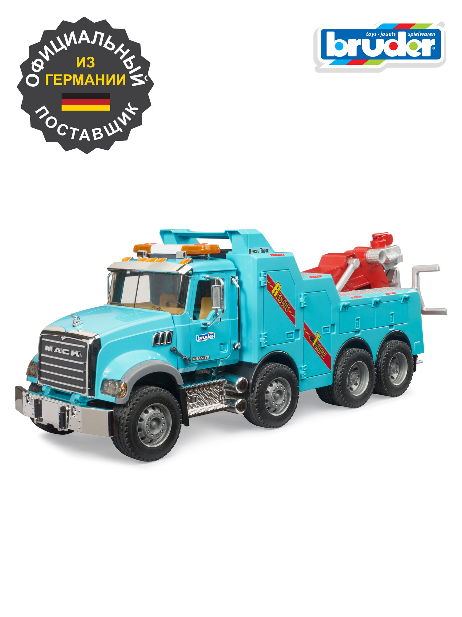 Брудер, Эвакуатор MACK Granite со световыми и звуковыми эффектами, Bruder, длина 63 см, 02-831
