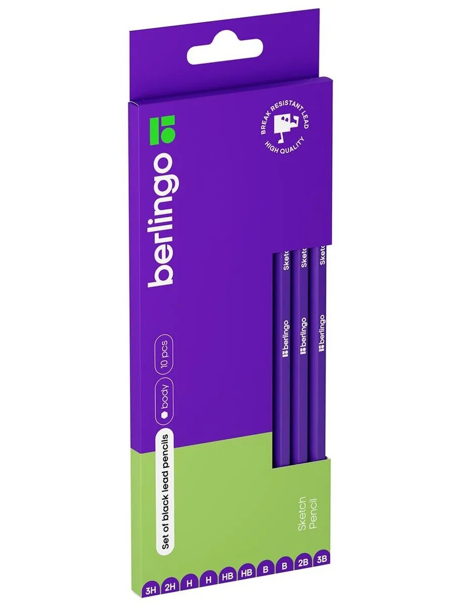 Набор простых карандашей чернографитных для рисования, 10 шт