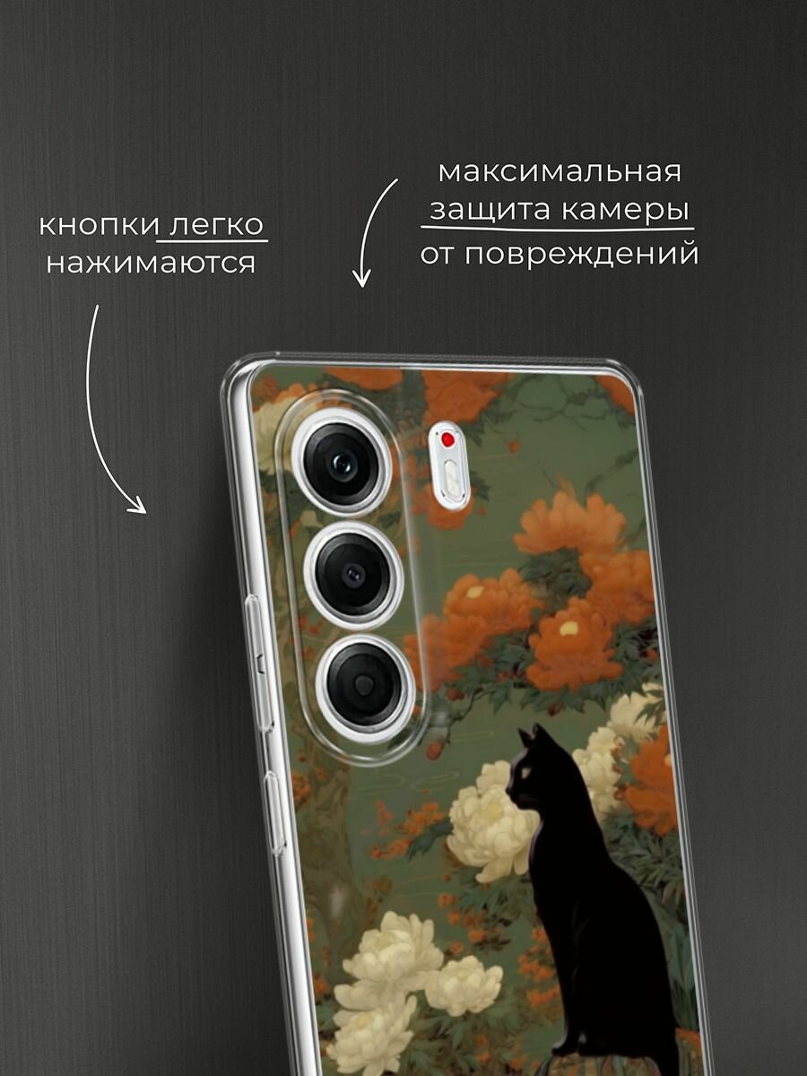 Чехол на Tecno Camon 40 Pro 5G / Текно Камон 40 Про 5G с принтом Black cat — фото 1